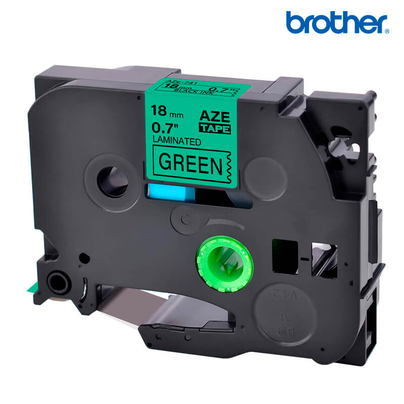 Cinta Brother TZE-741 Negro Sobre Verde 3/4" (18mm) - LYM DIGITAL