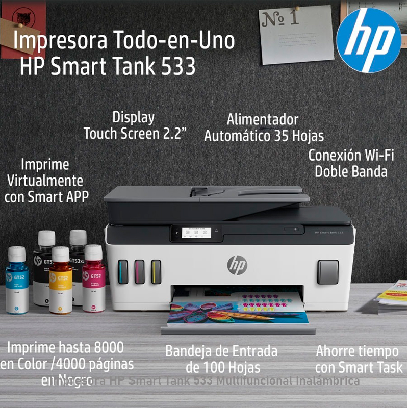 Impresora HP Smart Tank 533 Multifuncional Inalámbrica – LYM DIGITAL