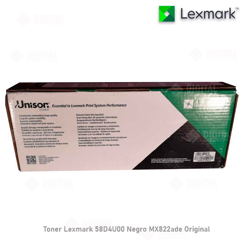 Toner Lexmark 58D4U00 Negro MX822ade Original - LYM DIGITAL